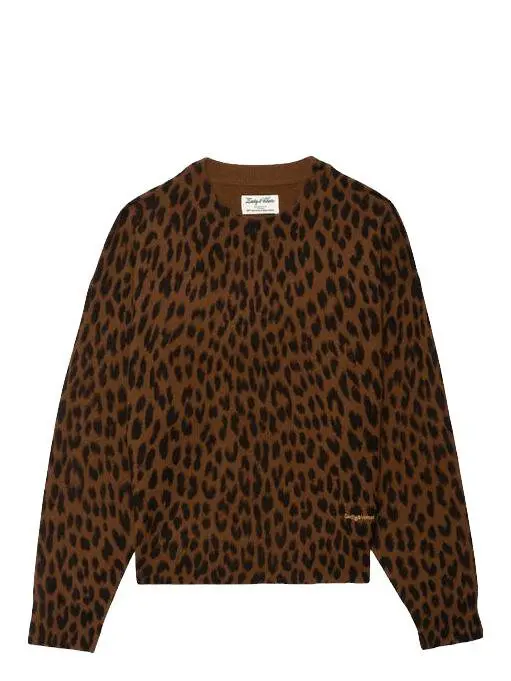 Zadig&Voltaire Soulo Leopard Print Wool & Cashmere Crewneck Sweater - Caramel