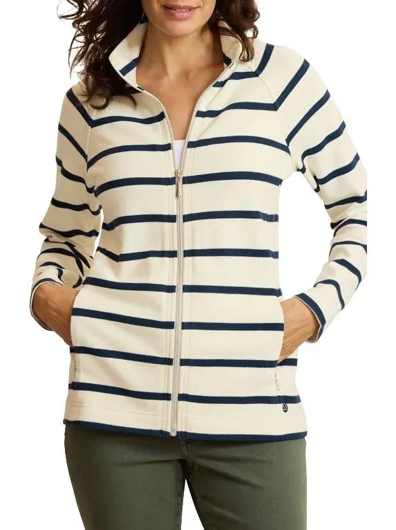 Tommy Bahama Aruba Full Zip Stripe Hoodie - Coconut