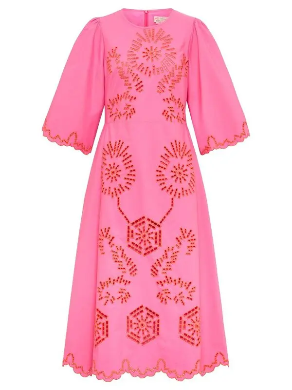 MAISON COMMON Embroidered Midi Dress - Pink