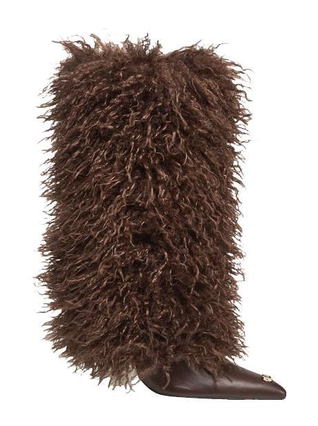 True Religion Faux Fur Trimmed Knee High Boots - Chocolate