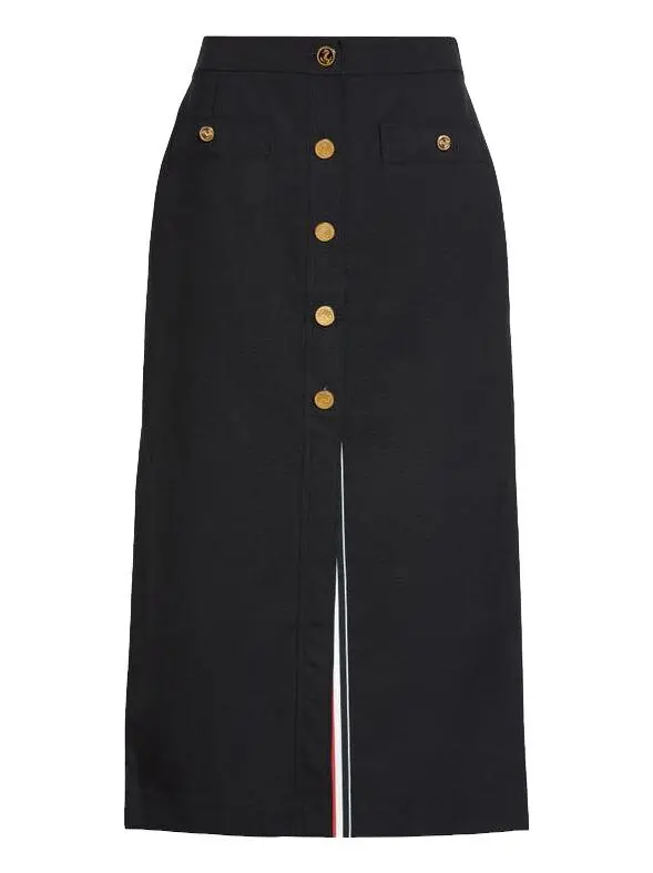 Thom Browne Button-front Wool Midi Skirt - Navy