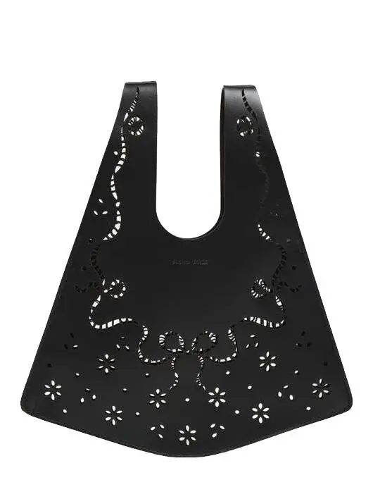 Simone Rocha Mini Lasercut Leather Shopper Bag - Black