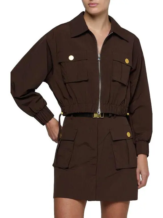 L'Agence Kade Cargo Pocket Cropped Windbreaker - Dark Java