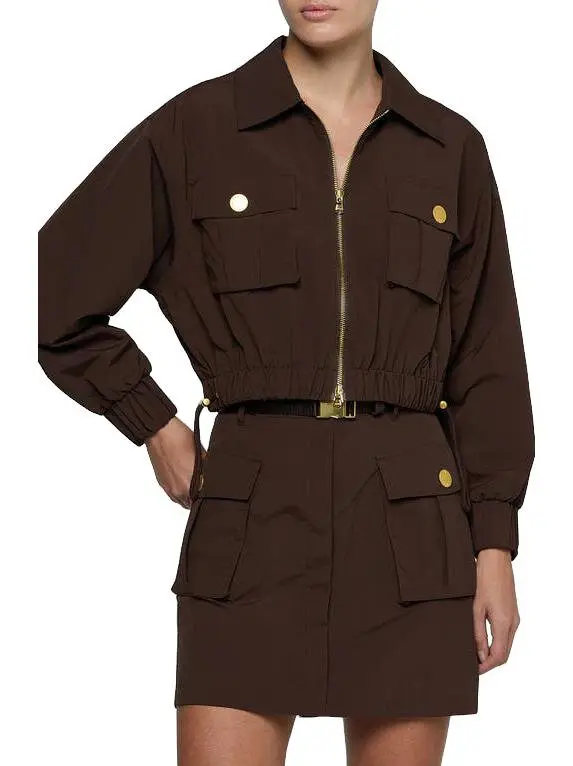 L'Agence Kade Cargo Pocket Cropped Windbreaker - Dark Java