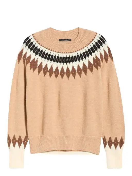 Deluc Fair Isle Raglan Sweater - Multicolor Ecru