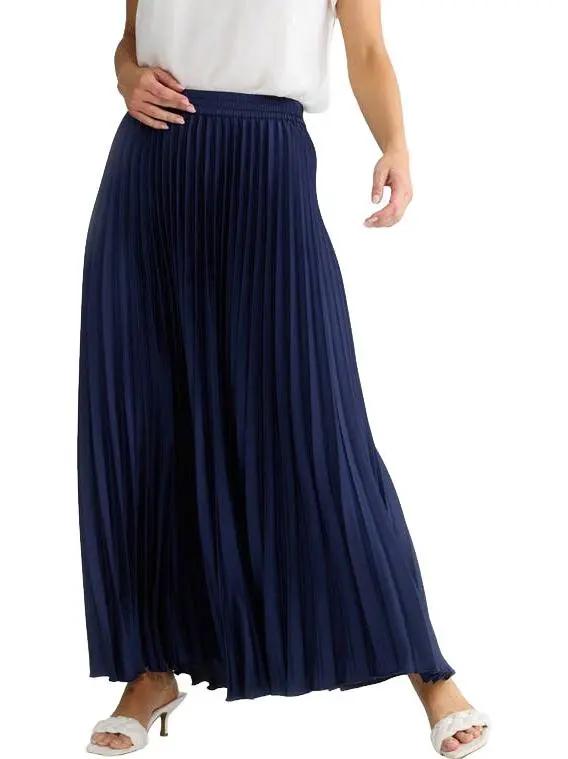 BRAVE+TRUE Pleated Maxi Skirt - Navy