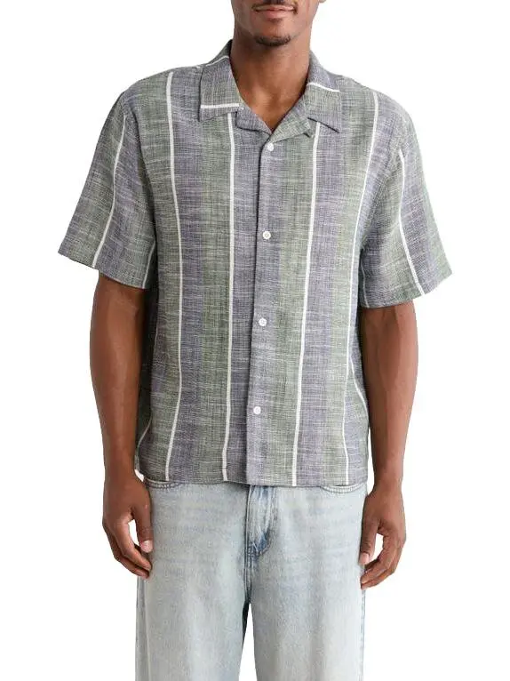 PACSUN Sunset Cotton Slub Camp Shirt - Green