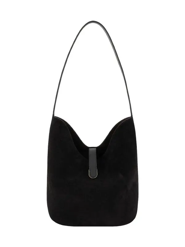 Vince Medium Eris Suede Bucket Bag - Black
