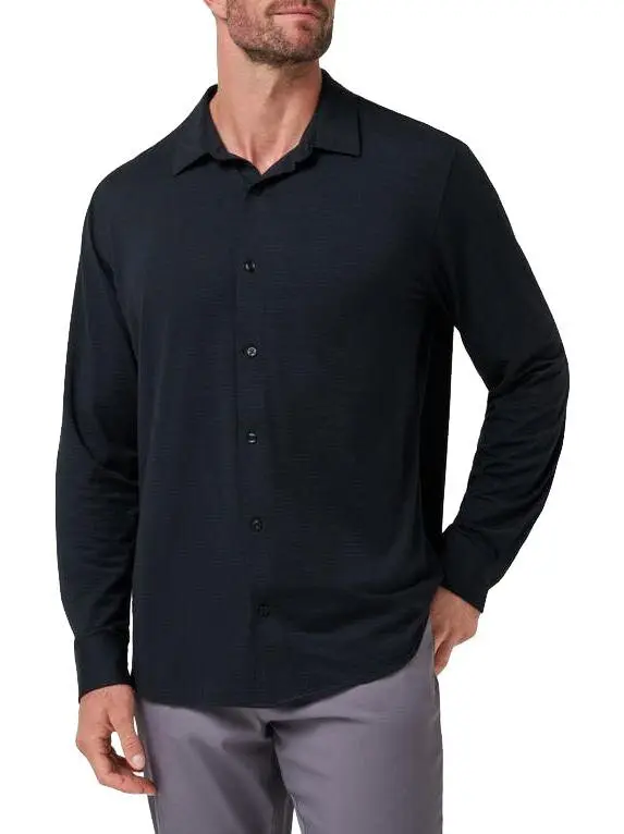 Travis Mathew The Heather Knit Button-up Shirt - Black