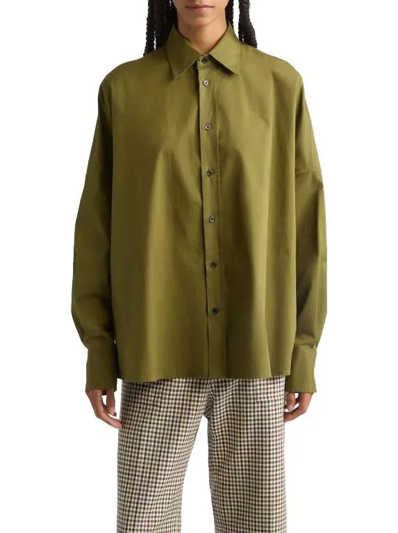 Plan C Stretch Cotton Poplin Shirt - Lichen