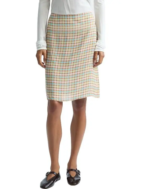 SIEDRES Colette Check Crepe Skirt - Pink Multi