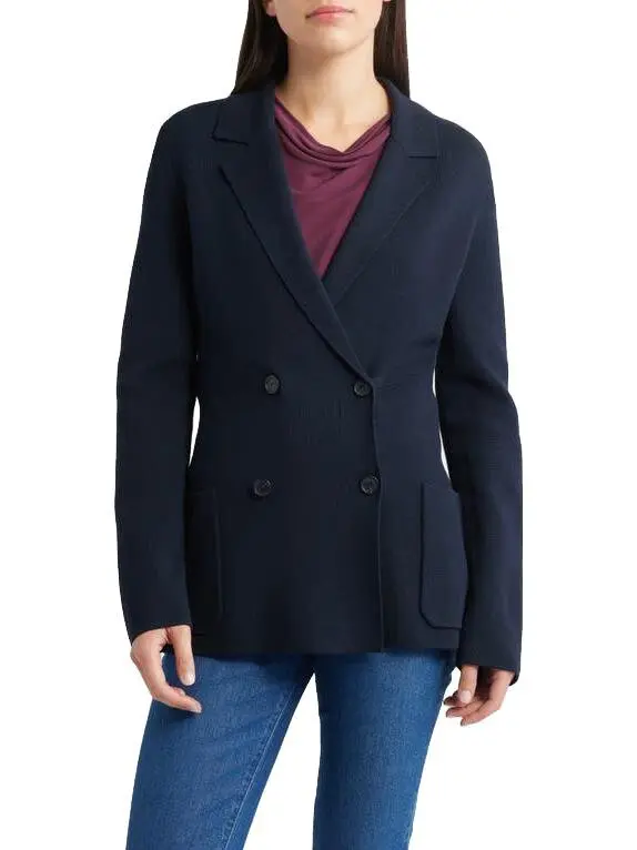 BOSS Fibrinta Double Breasted Knit Jacket - Dk Bu