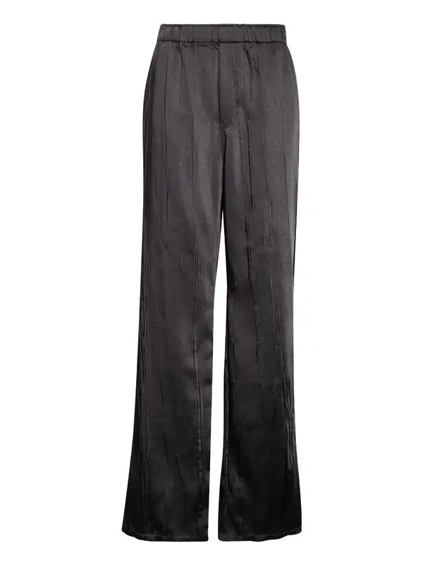 COURREGES Crinkled Satin Wide Leg Pants - Black