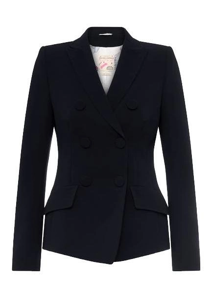 MAISON COMMON Double Breasted Travel Safe Blazer - Black