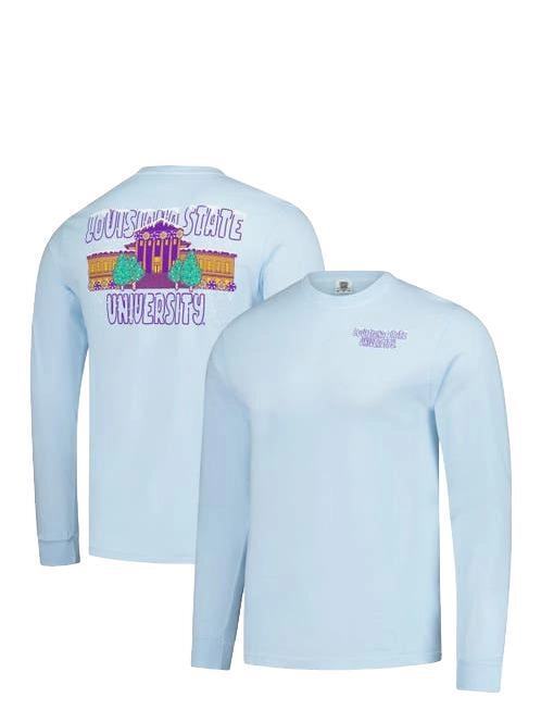 IMAGE ONE Lsu Tigers Frosted Dreams Comfort Colors Long Sleeve T-shirt - Light Blue