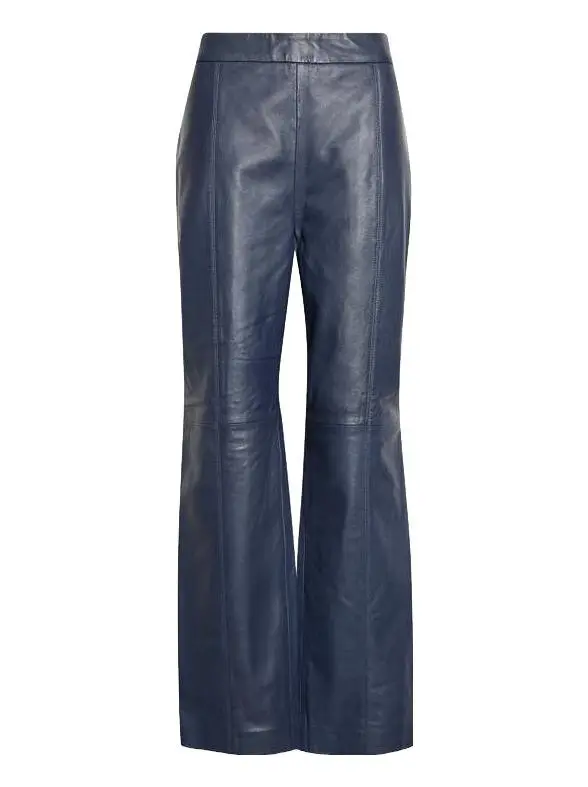 St. John Leather Paneled Boot-cut Trousers - Midnight