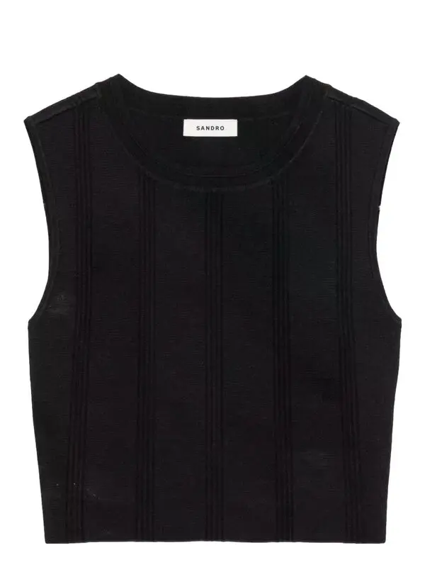 Sandro Crew-neck Crop Top - Black