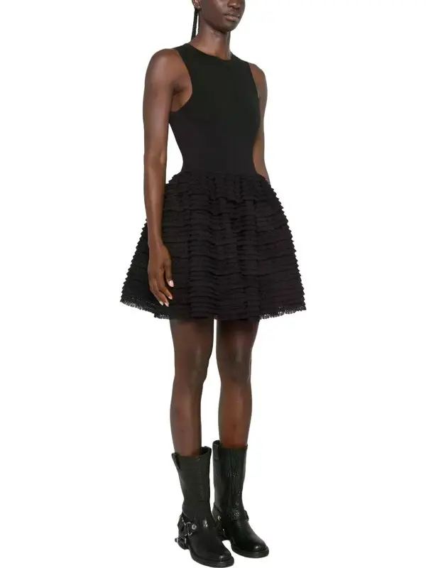 Sandro Ruffled Knit Mini Dress - Black