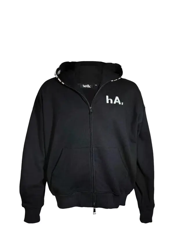 HACULLA. Graphic Patch Zip-up Hoodie - Black