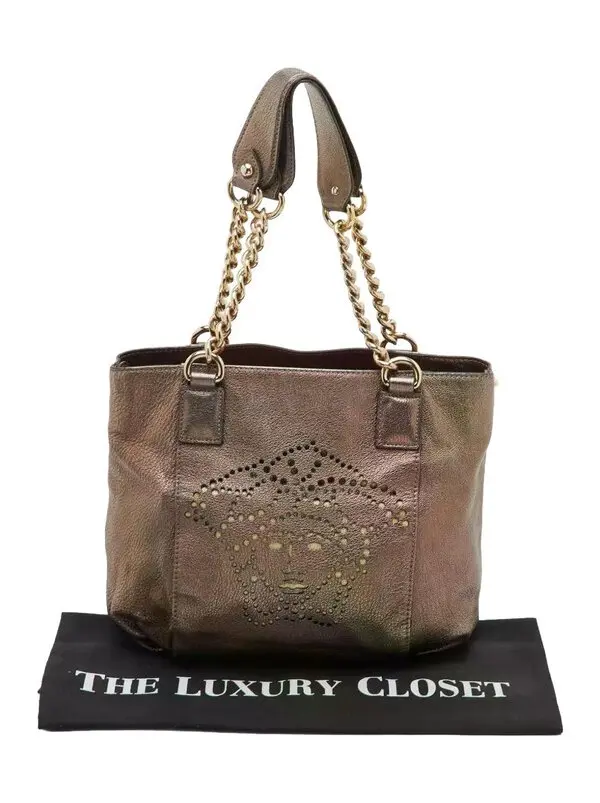Versace Medusa Perforated Tote Bag - Brown