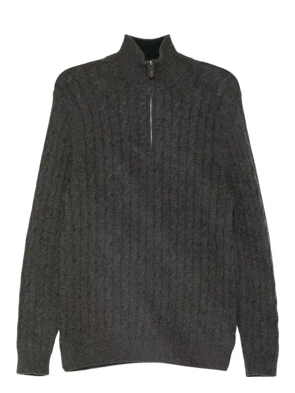 N.peal Albemarle Cable Knit Half-zip Jumper - Grey