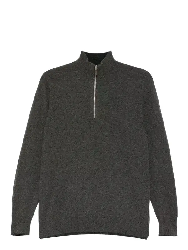 N.peal Carnaby Cashmere Zip Neck Sweater - Grey