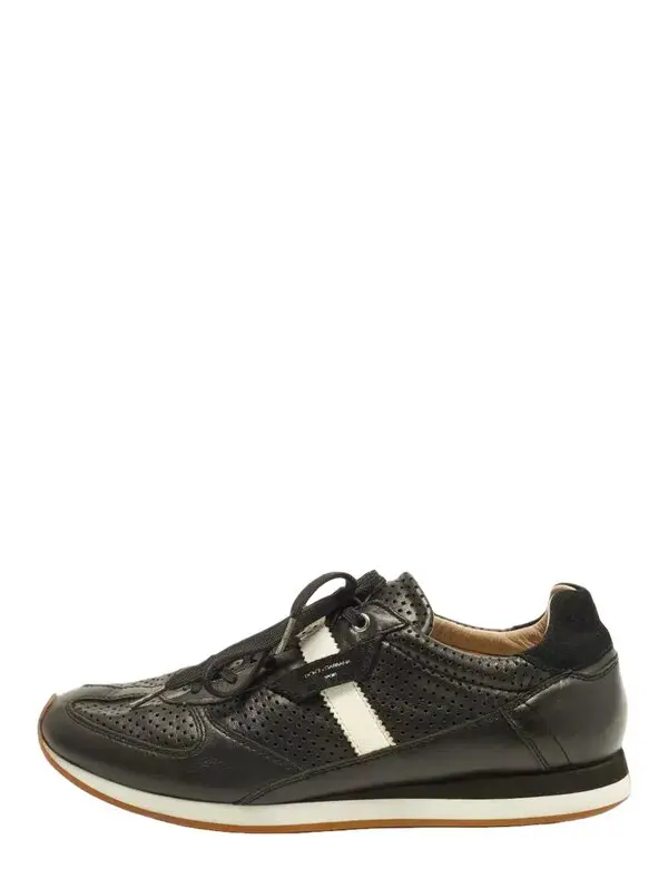 Dolce & Gabbana Perforated Leather Lace-up Sneakers - Black