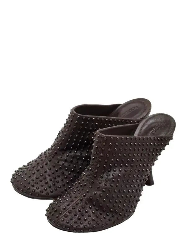 Bottega Veneta Studded Leather Mules - Brown