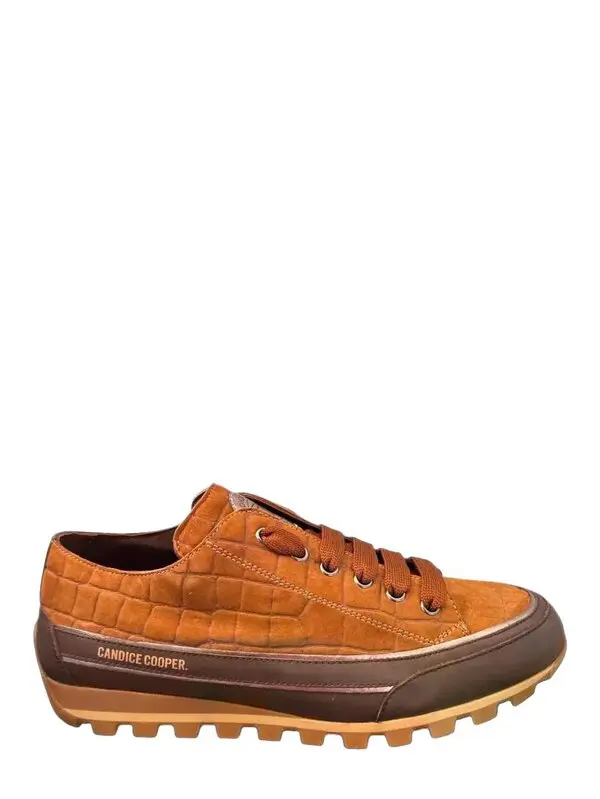 CANDICE COOPER Croc-effect Low-top Sneakers - Brown