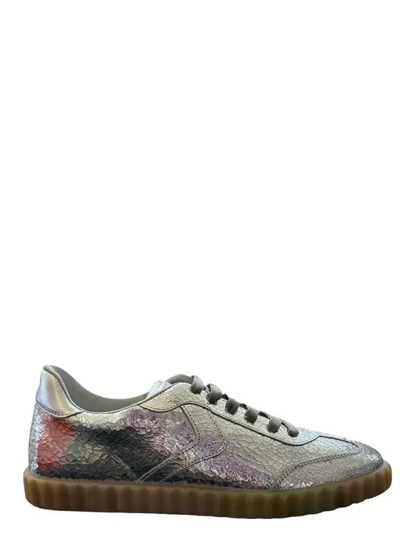 VOILE BLANCHE Cracked Effect Lace-up Sneakers - Silver