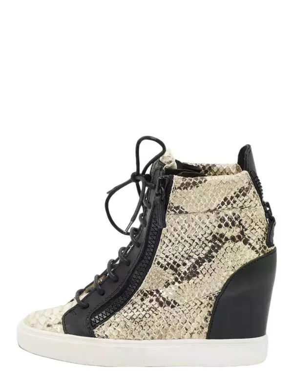 GIUSEPPE ZANOTTI Snakeskin-embossed Wedge Sneakers - Neutrals