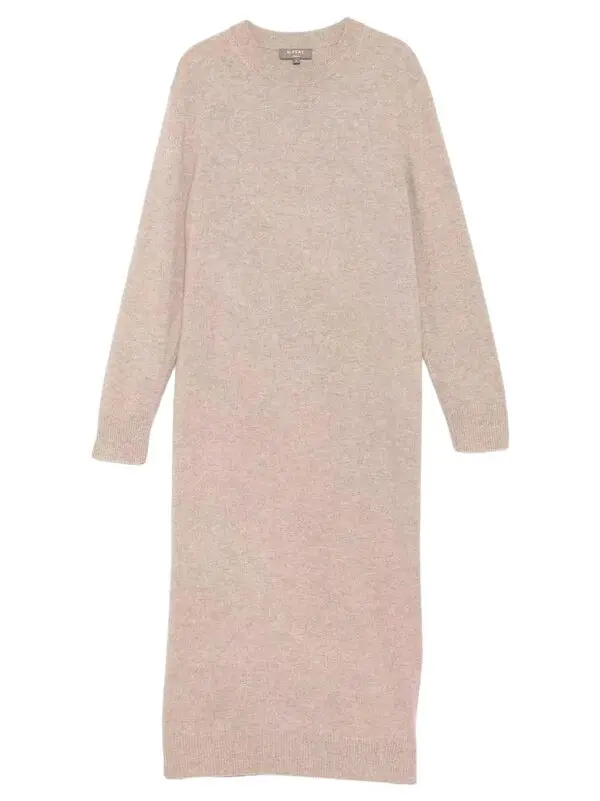 N.peal Cashmere Long Sleeve Round Neck Dress - Neutrals
