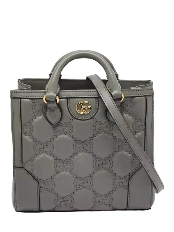 Gucci Mini Gg Matelassé Leather Tote Bag - Grey