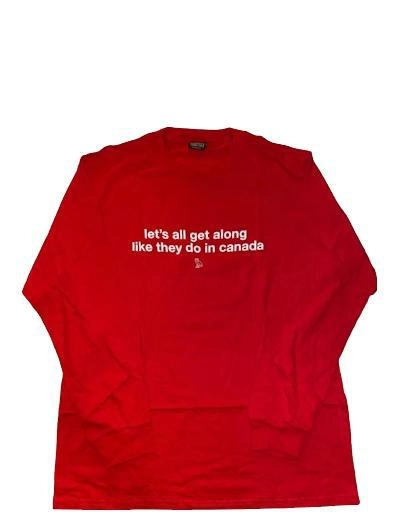 OVO Let's All Get Along Like They Do In Canada Long Sleeve T-shirt - Red