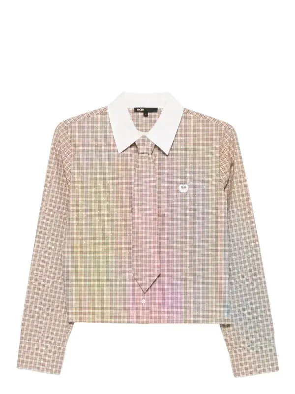 Maje Check-pattern Rhinestone Embellished Shirt - Neutrals