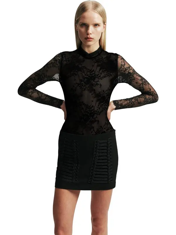 Bardot Aurel Stretch Lace Bodysuit - Black
