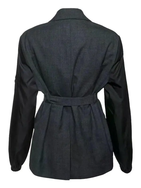 Prada Belted Blazer With Re-nylon Panels - Grey
