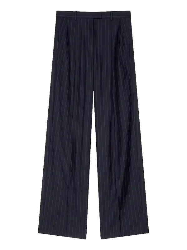 Givenchy Double Pleat Striped Wide Leg Trousers - Blue