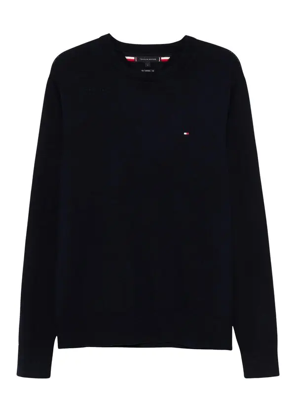 Tommy Hilfiger Crewneck Sweater With Embroidered Logo - Blue