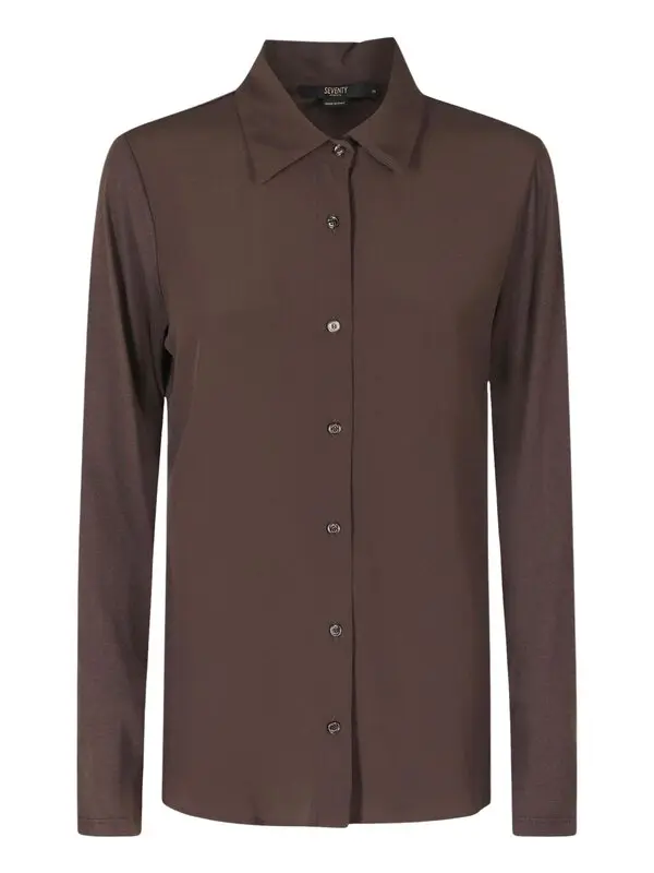 SEVENTY VENEZIA Long Sleeve Button-up Shirt - Brown