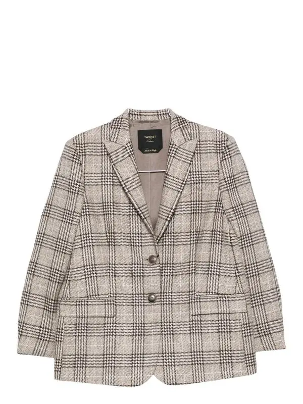 TWINSET Blazer With Notch Lapel And Check Pattern - Brown