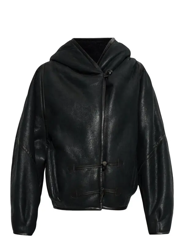 Isabel Marant Étoile Amiel Leather Hooded Jacket - Black