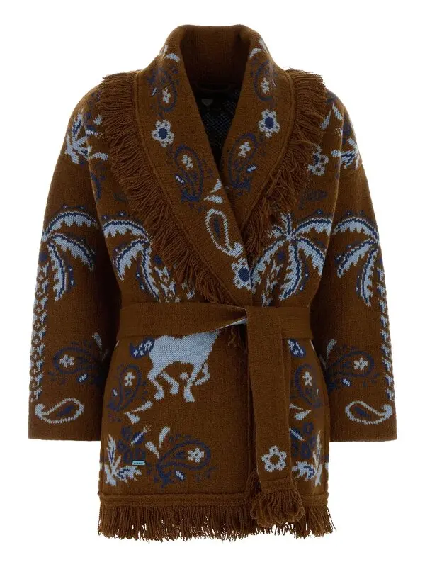 Alanui Island Roots Jacquard Cardigan With Belt - Multi