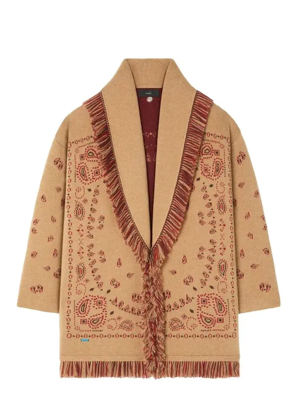 Alanui Bandana Jacquard Shawl Collar Cardigan With Fringe - Multi