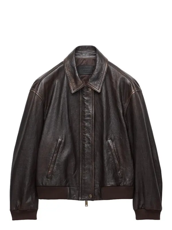 Prada Nappa Leather Jacket With Vintage Treatment - Brown