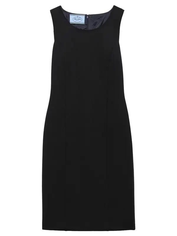 Prada Stretch Fabric Sheath Dress With Round Neck And Back Zipper - Blue