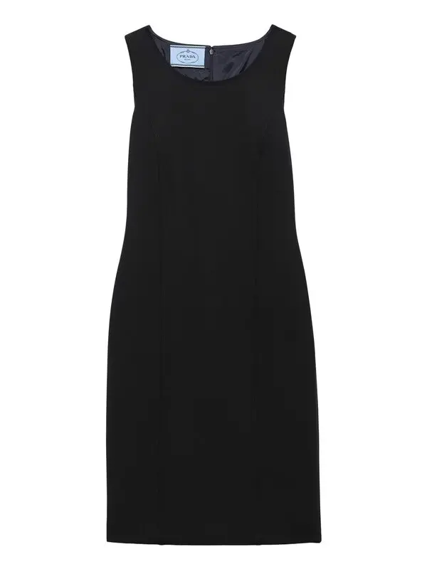 Prada Stretch Fabric Sheath Dress With Round Neck And Back Zipper - Blue