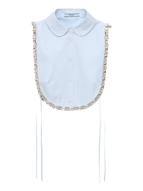 Prada Embellished Poplin Tie Vest - Light Blue