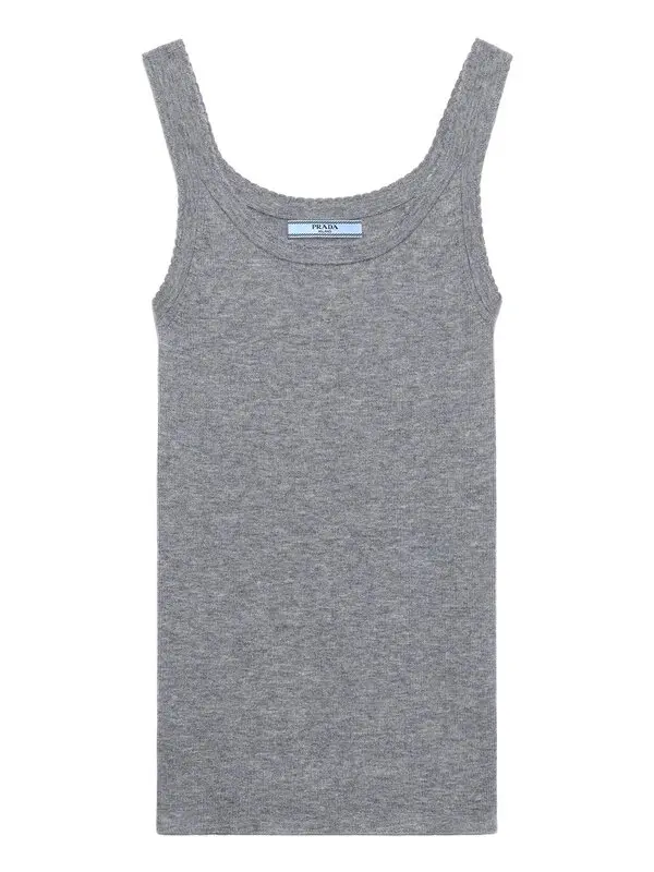 Prada Ribbed Knit Cashmere Tank Top - Grey