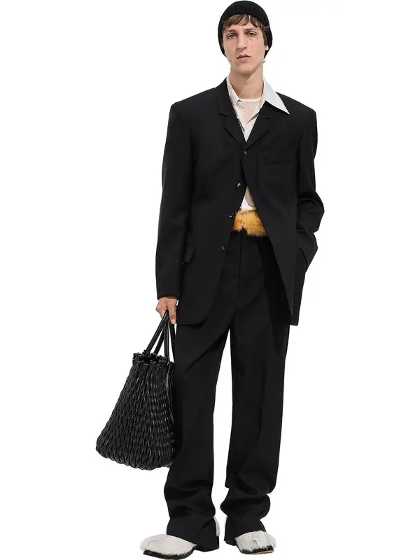 Bottega Veneta Wool Grain De Poudre Pants - Double Black